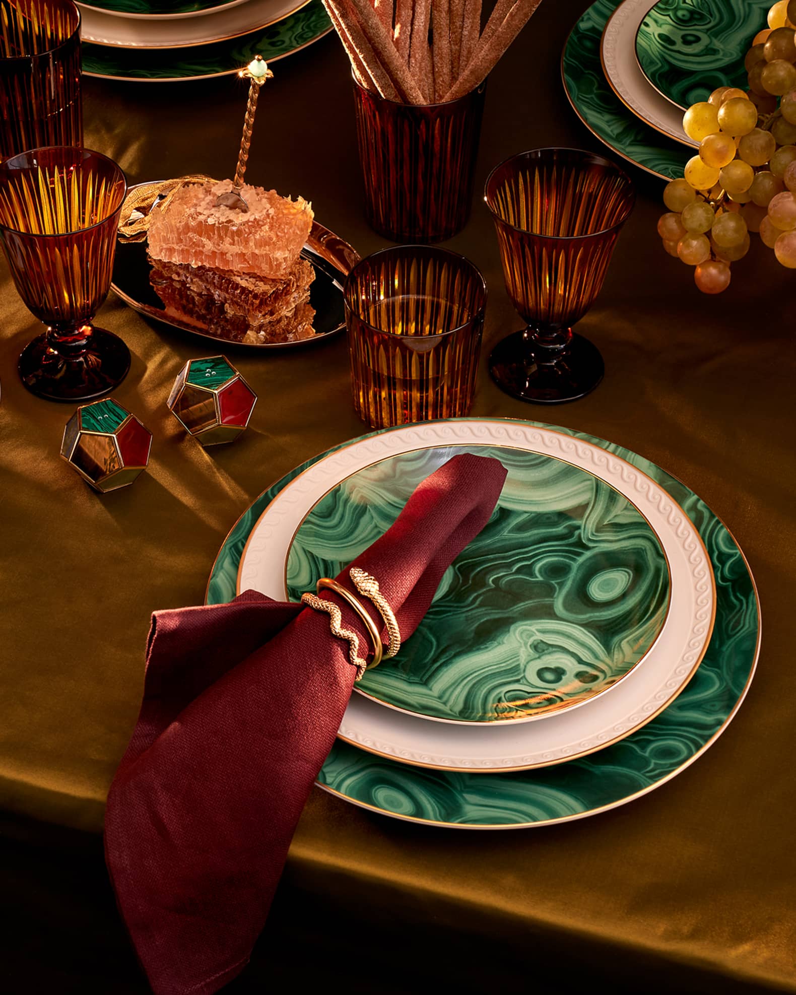 L'Objet Malachite Canape Plates, Set of 4 | Neiman Marcus
