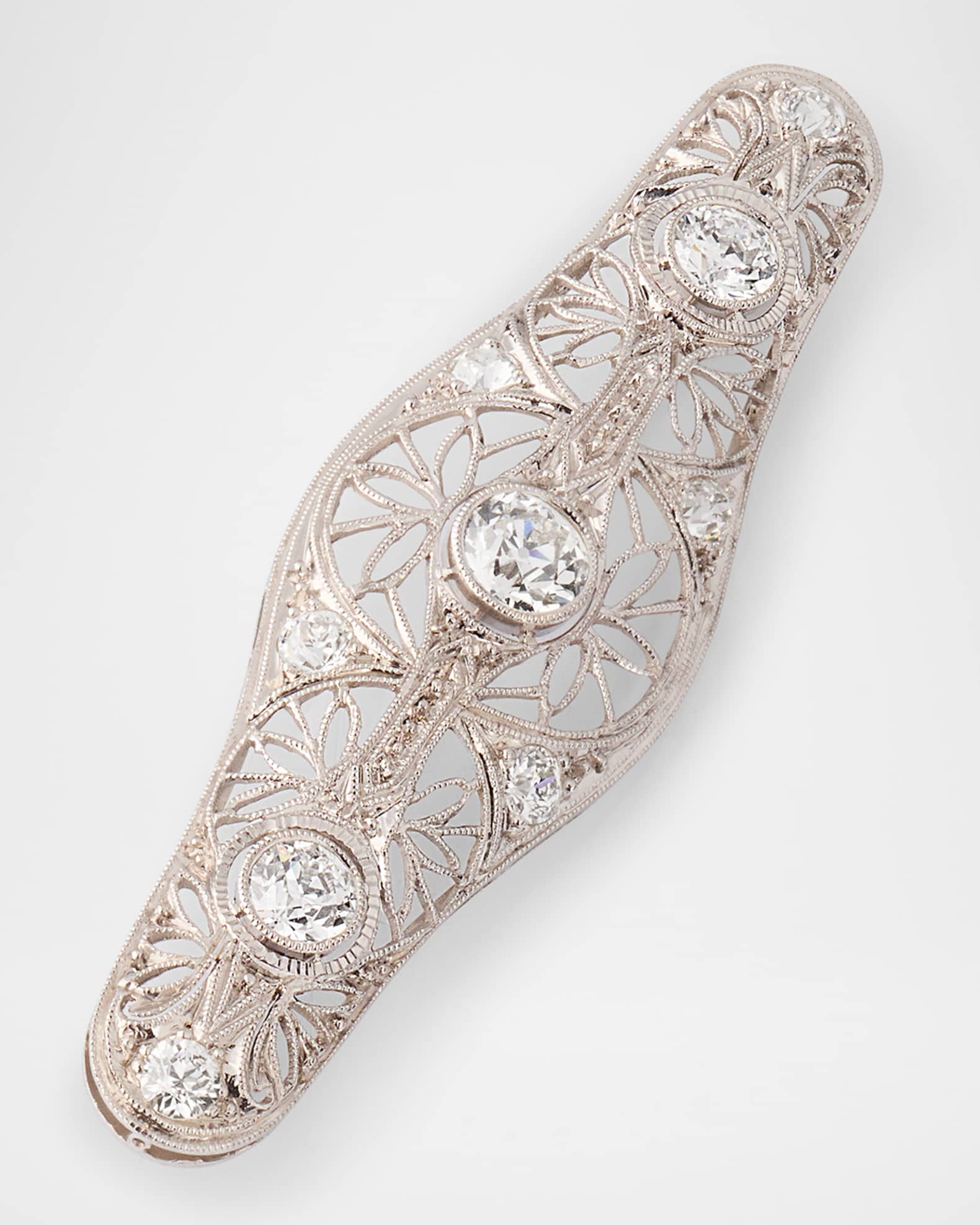 NM Estate Estate Art Deco Platinum Diamond Filigree Bar Pin | Neiman Marcus