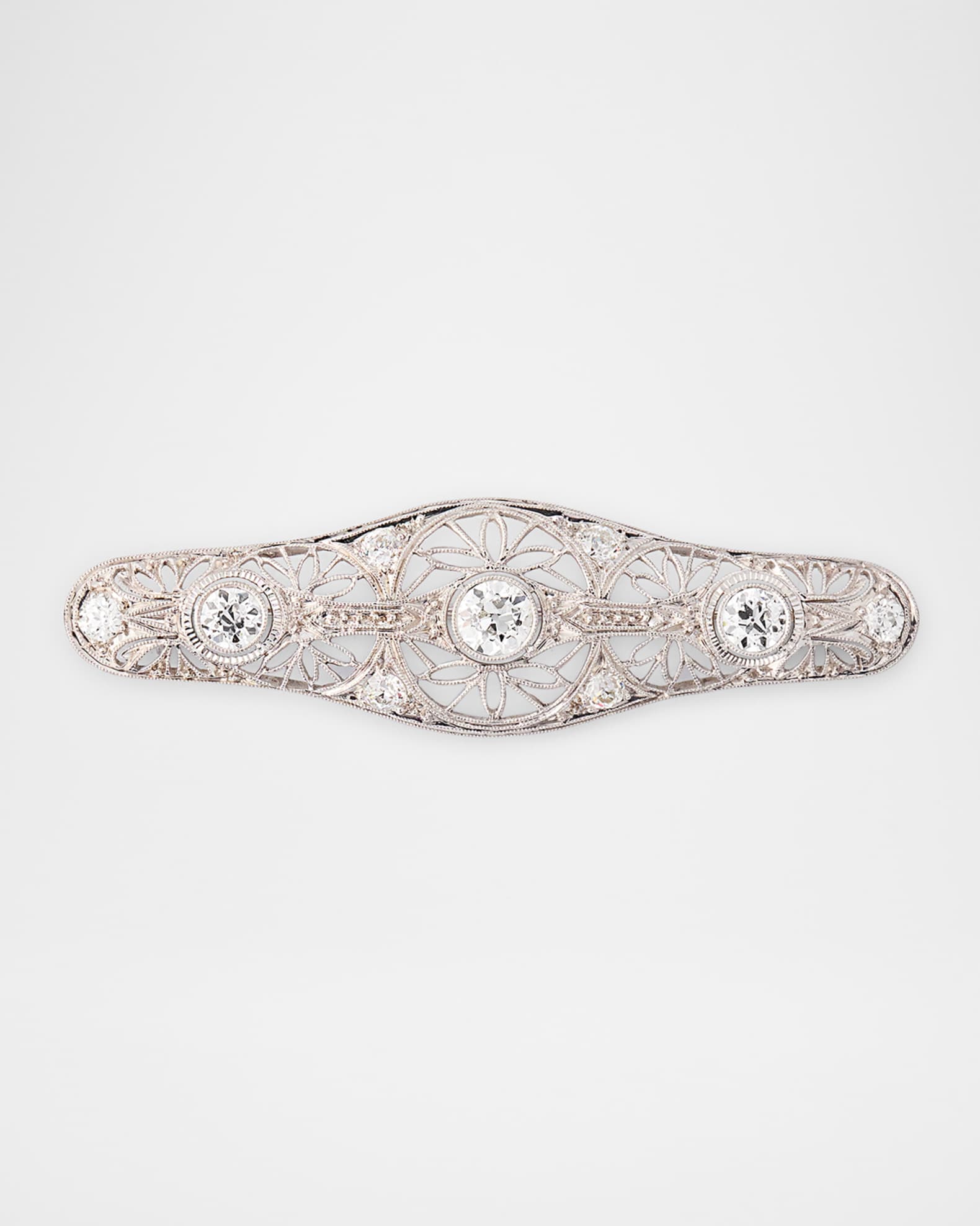 NM Estate Estate Art Deco Platinum Diamond Filigree Bar Pin | Neiman Marcus
