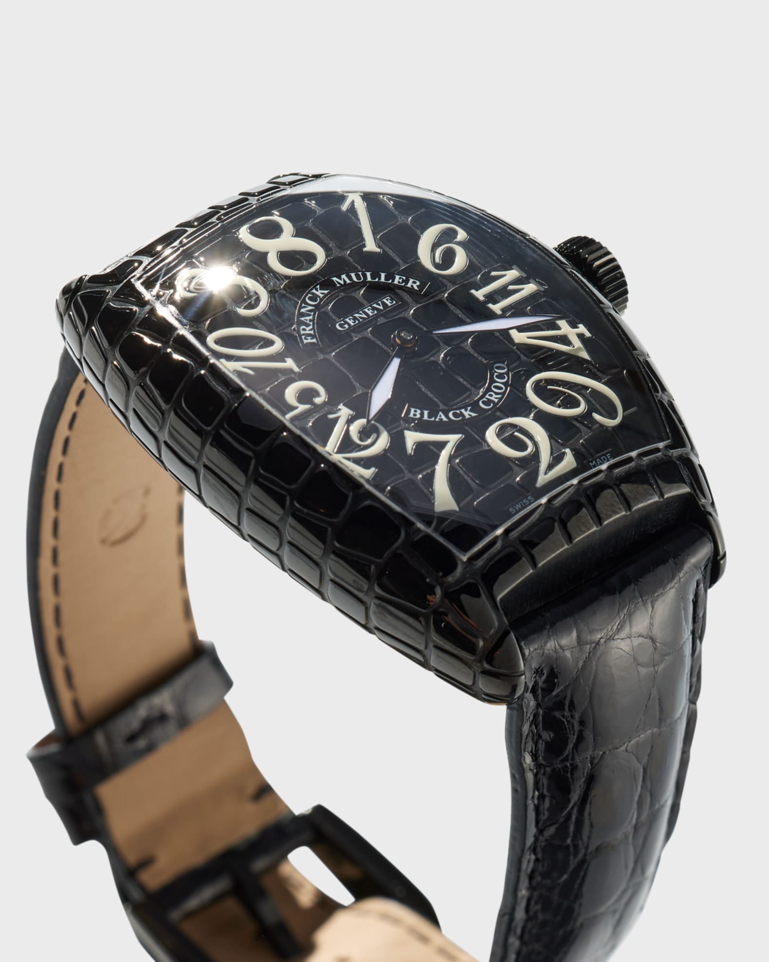 Franck Muller Men's Black Croco Crazy Hours Watch in Black Steel ...