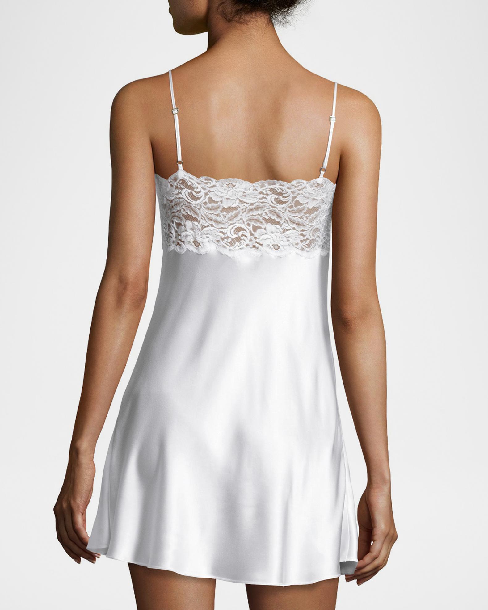 Christine Lingerie Bijoux Lace-Trim Silk Chemise | Neiman Marcus