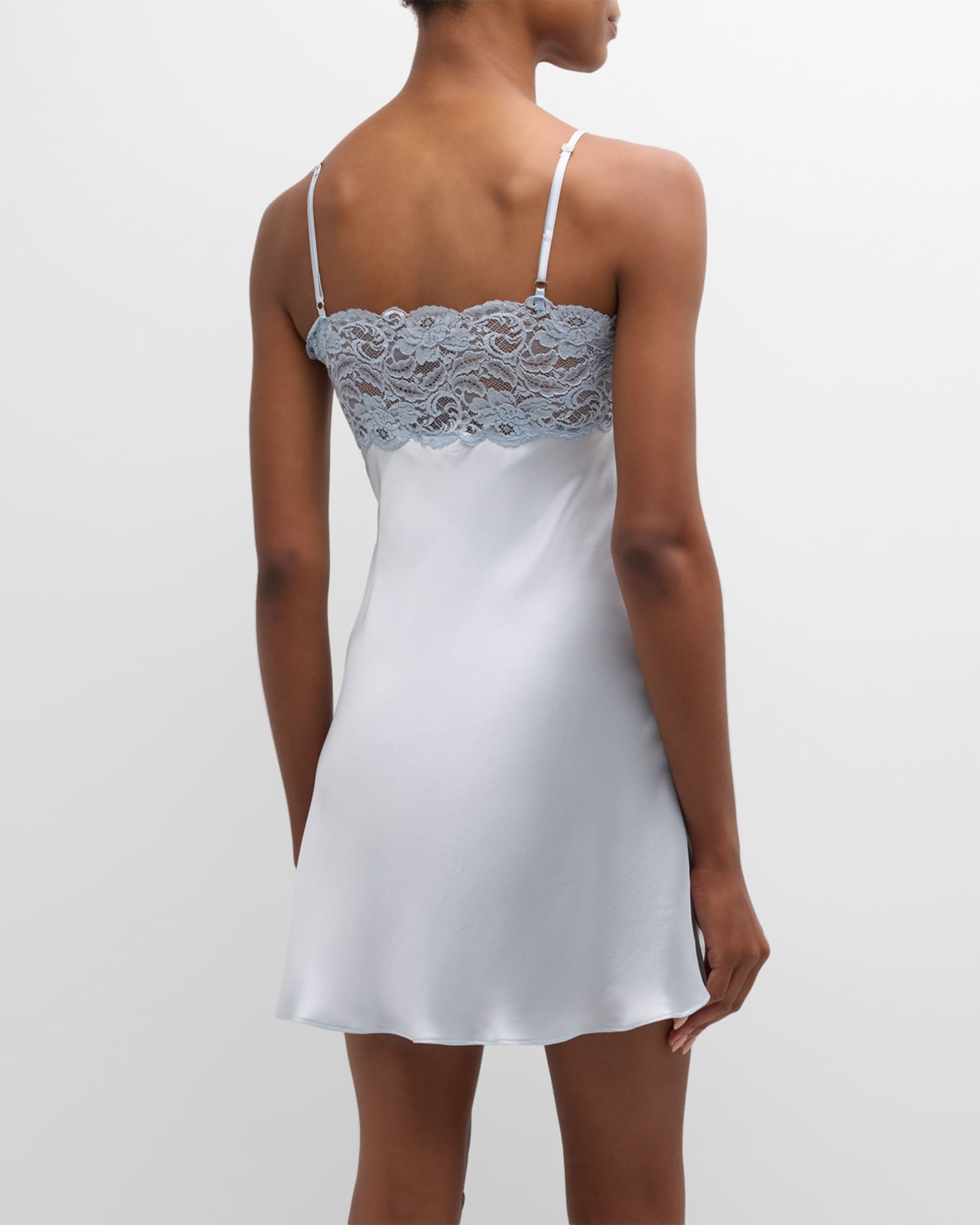 Christine Lingerie Bijoux Lace-Trim Silk Chemise | Neiman Marcus
