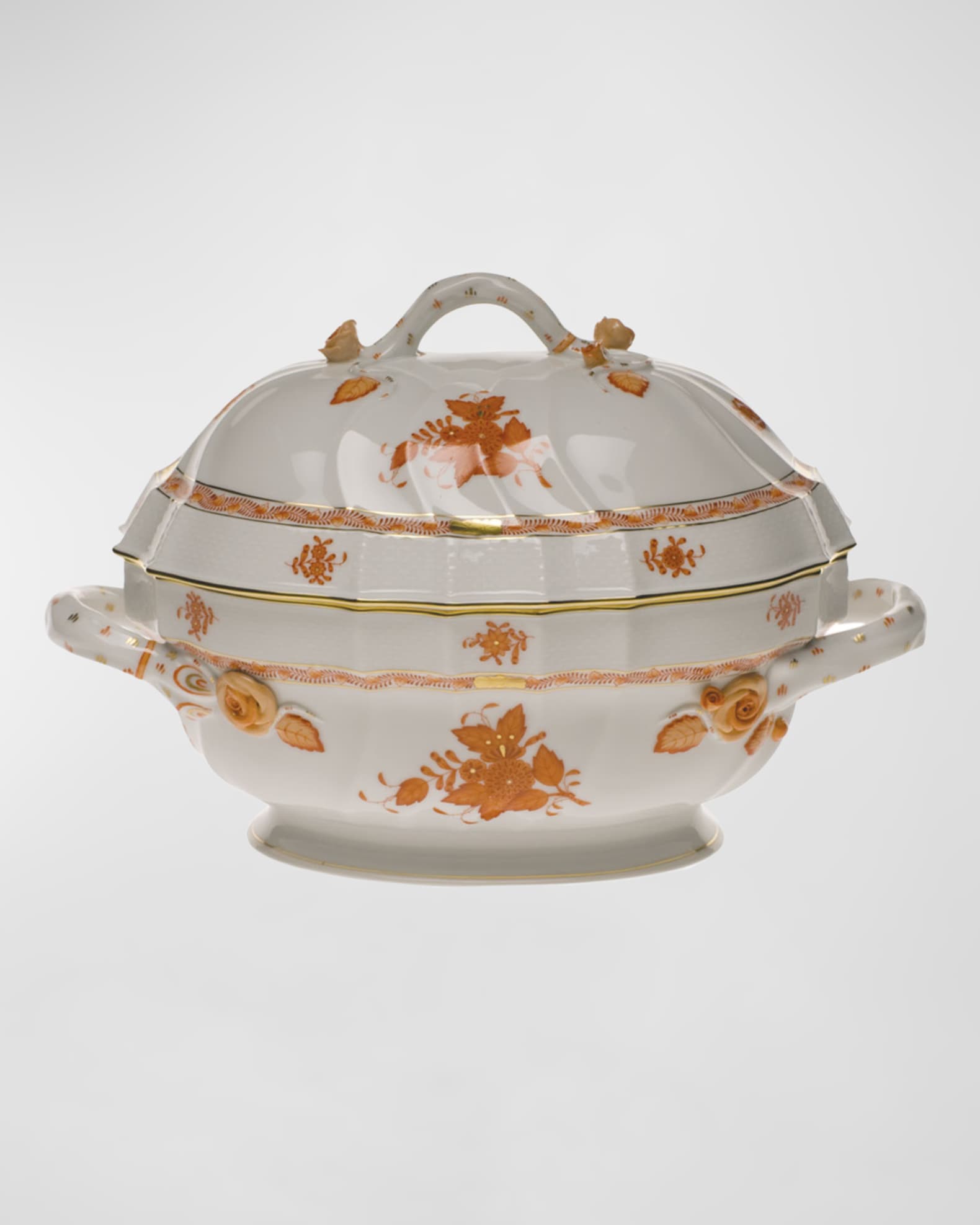 Herend Chinese Bouquet Rust Tureen with Branch Handle | Neiman Marcus