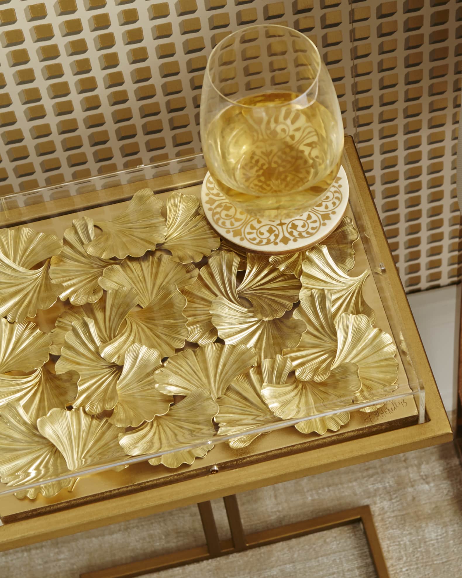 Tommy Mitchell Gilded Gingko Cocktail Table | Neiman Marcus
